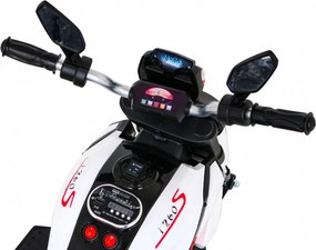 Ramiz Motorka Fast Tourist na baterie pro děti bílá + audio + světla + ekokůže