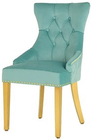 Designová židle Queen Lví hlava světle modrý samet