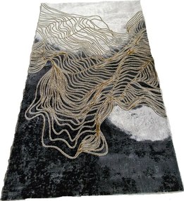 HU Černo-hnědo-bílý moderní koberec Artiste 25419A – Hnědá a šedá Rozměr: 60x110 cm