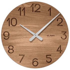 VLAHA Ručně vyrobné velké dřevěné hodiny OAK vyrobené v Čechách ⌀45cm VCT1131