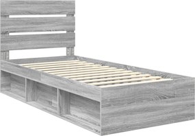 Rám postele s čelo Šedá Sonoma 75 x 190 cm Masivní borové dřevo 3411805