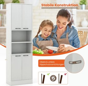 Costway 190 cm vysoká kuchyňská skříňka s dvířky a policemi příborník vysoká