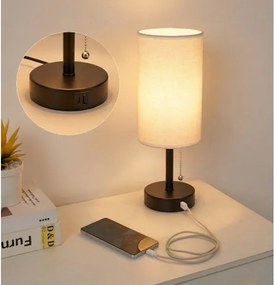 Brilagi - Stolní lampa s USB portem TABLON 1xE27/25W/230V černá/bílá