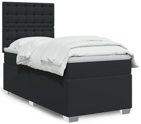 Box spring postel s matrací černá 100x200 cm umělá kůže 3290708