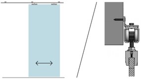 JAP Posuv basic na zeď pro skleněné dveře šířka průchodu/ délka kolejnice: 110/ 235 cm
