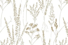 Zbytek bavlněné látky Divoké traviny - bílá - 60 x 160 cm