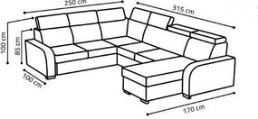 Falco Rozkládací sedací souprava do U Norway 2F-R-2UP-OTO tyrkysová