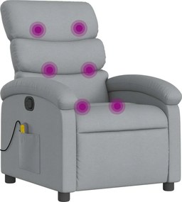 Masážní křeslo s polohovacím mechanismem, světle šedé, látkové 3205364