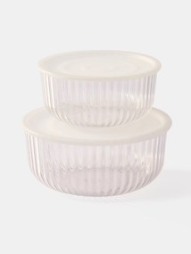 Sinsay - Žebrované nádoby na potraviny s průhlednými víčky 2 pack - clear