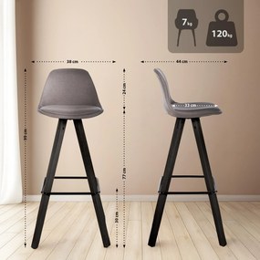 Sada 2 barových židlí Corbin látka Square – taupe