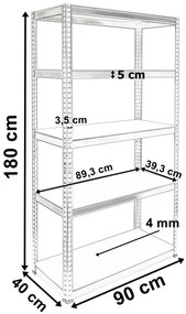 Regál 180x90x40 cm černý