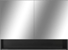 LED koupelnová zrcadlová skříňka černá 80 x 15 x 60 cm MDF 323605
