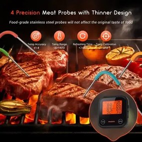 Inkbird BBQ teploměr IDT-34E-BW se 4 sondami WiFi  Bluetooth/80m