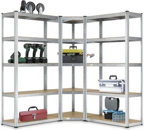 Juskys Sada tří kovových regálů Corner a Basic Barva: stříbrná