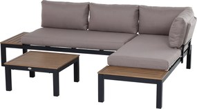 Outsunny 3dílná sada zahradního nábytku s pohovkou a polštáři, boční stolek, hliník, 164x74x69 cm, ideální pro venkovní prostory | Aosom.de