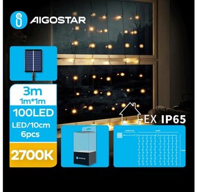 Aigostar B.V. | Aigostar - LED Solární vánoční řetěz 100xLED/8 funkcí 4x1m IP65 teplá bílá | AI0432