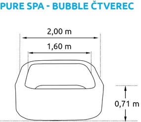 Marimex Bazén vířivý nafukovací Pure Spa - Bubble HWS čtverec, antracit