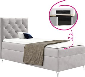 Boxspringová postel, 90x200, světle šedá látka Velvet, levá, GULIETTE + dárek