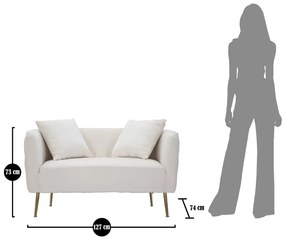 Designová pohovka Pahkakino 127 cm krémová / zlatá
