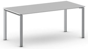 Jednací kancelářský stůl PRIMO INFINITY, 180x90 cm, šedostříbrná podnož, šedá
