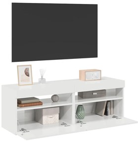 TV skříňky s LED osvětlením 2 ks bílé vysoký lesk 60x35x40 cm