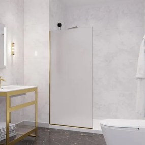 Erga Paris, sprchová zástěna Walk-In 130x200 cm, 8mm sklo námraza, zlatý lesklý profil, ERG-V02-PARIS-130x200-FR-GD