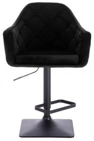 LuxuryForm Barová židle ANDORA VELUR na černé podstavě - černá