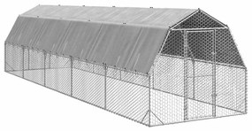 Výběh pro slepice se střechou 2,5x10x2,25 m pozinkovaná ocel 3328524