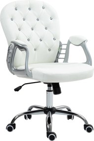 Vinsetto Kancelářská židle, ergonomická židle ke stolu s područky, polstrované opěradlo bílé