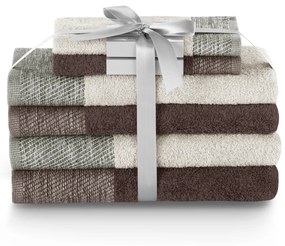 Souprava bavlněných ručníků s ozdobným lemem Béžový a Hnědý MANDI