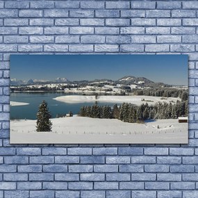 Plexisklo-obraz Jezero Sníh Krajina Hory 120x60 cm