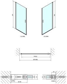 Polysan, ZOOM LINE sprchové dveře 900mm, čiré sklo, ZL1290