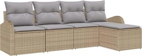Set pohovek 5 ks Béžová a Světle šedá polyratan 3354669