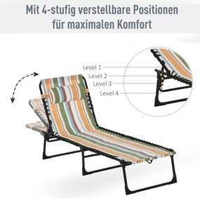 Outsuuny skládací zahradní lehátko, lehátko se 4 směry nastavení opěradla, kempingové lehátko odolné proti povětrnostním vlivům, max. nosnost 120 kg,…