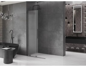 Mexen Velar L, posuvná sprchová zástěna Walk-in 100 x 200 cm, 8mm sklo námraza, grafit broušený, 871-100-003-33-66