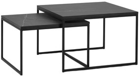 OnaDnes -20% Set dvou černých mramorových konferenčních stolků MICADONI VELD 60 x 60/50 x 50 cm