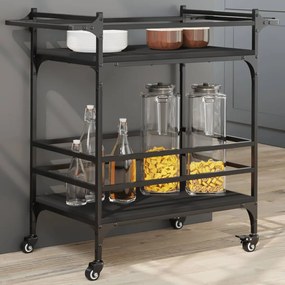 Kuchyňský vozík černý 82 x 40 x 78,5 cm kompozitní dřevo - Default Title