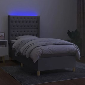 Box spring postel s matrací a LED světle šedá 100x200 cm textil 3139093
