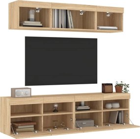 vidaXL 5dílná obývací stěna s LED kompozitní dřevo [3216724] Barva: Bílá