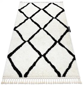 Kusový koberec BERBER CROSS bílý černý Rozměr: 80x250 cm