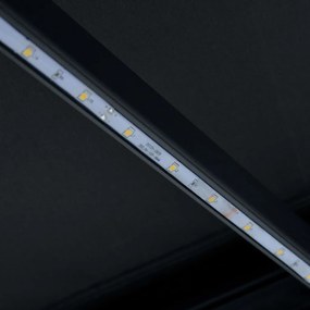Ručně zatahovací markýza s LED světlem 450 x 300 cm antracitová,  3051246