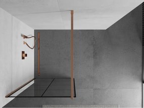 Mexen Kioto, sprchová zástěna Walk-In 80 x 200 cm, 8mm čiré sklo černý vzor, ​​měděný matný profil, 800-080-101-65-77