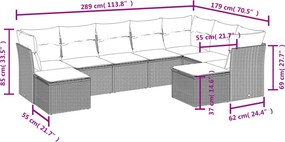 9dílná zahradní sedací souprava s poduškami hnědá polyratan 3250412