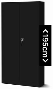Plechová skříň JAN H, 900 x 1950 x 400 mm, černá