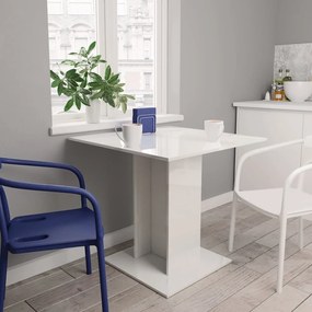 vidaXL Jídelní stůl 80 x 80 x 75 cm dřevotříska [800255] Barva: bílá s vysokým leskem