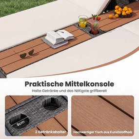 Costway Lehátko pro 2 osobu zahradní lehátko s polštáři dvojité lehátko s 5