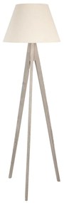Béžová lampa s dřevěnou trojnožkou Antonio - 45*45*149 cm / E27 / max 40W