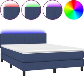 Box spring postel s matrací a LED modrá 140x190 cm textil 3133315