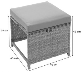 Set 2 polyratanových křesel HWC-G16 - černá, podušky světle šedé