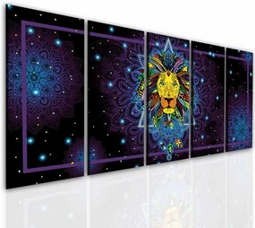 Malvis ® Pětidílný obraz Lví mandala Velikost: 150x70 cm